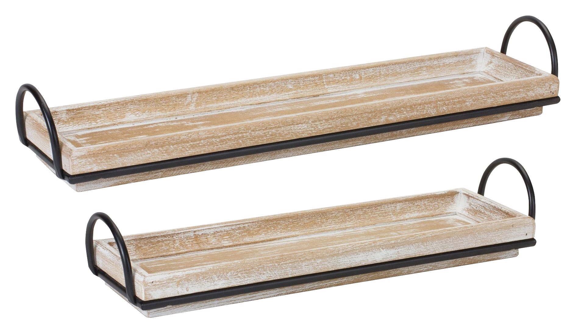 Melrose International Decorative Wooden Trays with Handles Set of 2 ...